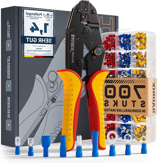 Krimptang incl. 700 Stuks Kabelschoenen - Assortiment voor Kabelhulzen ...