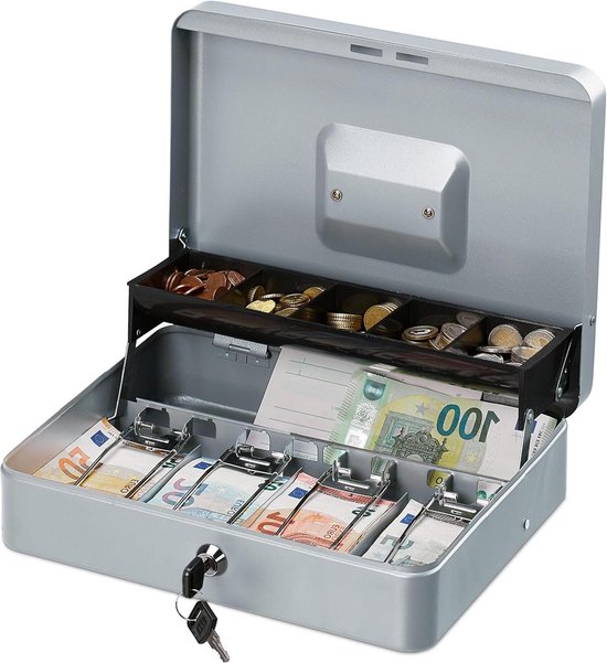 Geldkistje met slot - Bakje voor munten en briefgeld - Geldkluisje van ...