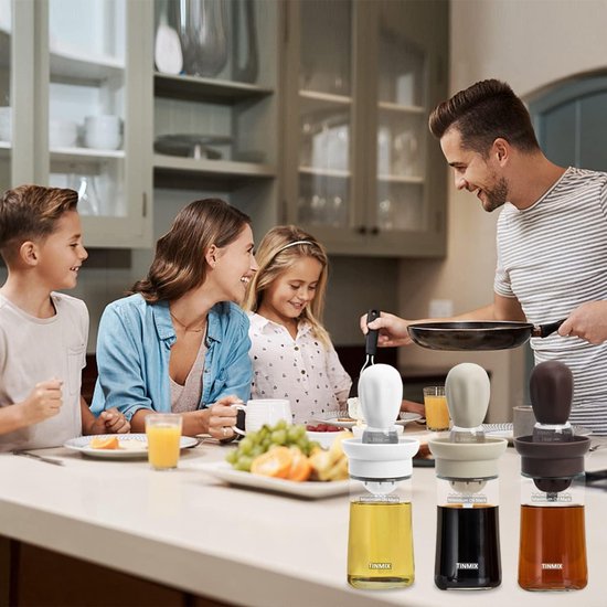 Glazen oliefles met barbecue borstel - set van 2 - 180ml - olie en ...