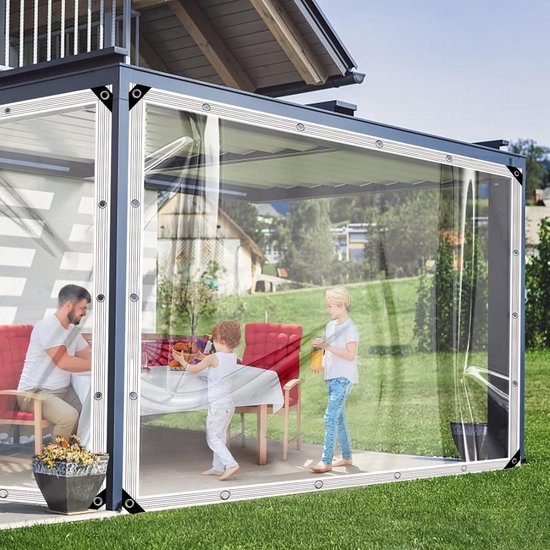 Waterdicht transparant pvc-zeil met inslagringen voor tuin-paviljoen ...