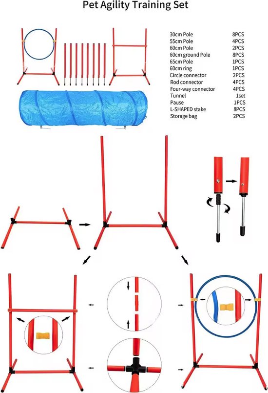 Agility voor de hond - 16 delig - Hondentunnel - Honden Agility Set - Honden Training... | bol