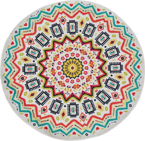 Rond tapijt voor woonkamer slaapkamer zacht antislip wasbaar boho ...