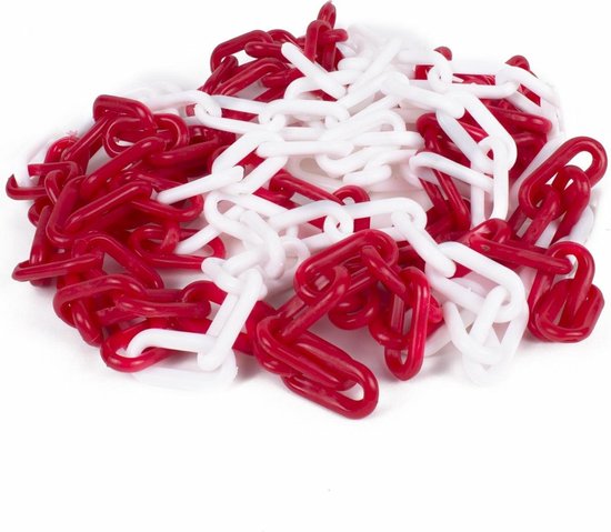 Bellatio Design Afzetketting met 2x karabijhaken - rood/wit - 5 meter ...
