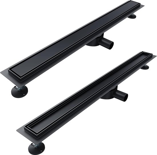 Douchegoot, 60 cm, complete set, zwarte afvoer, 360 graden draaibaar ...