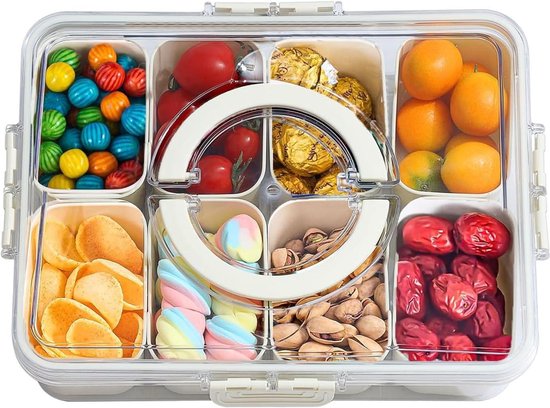 Transparante snackbox-organizer met deksel - 8 compartimenten, perfect ...
