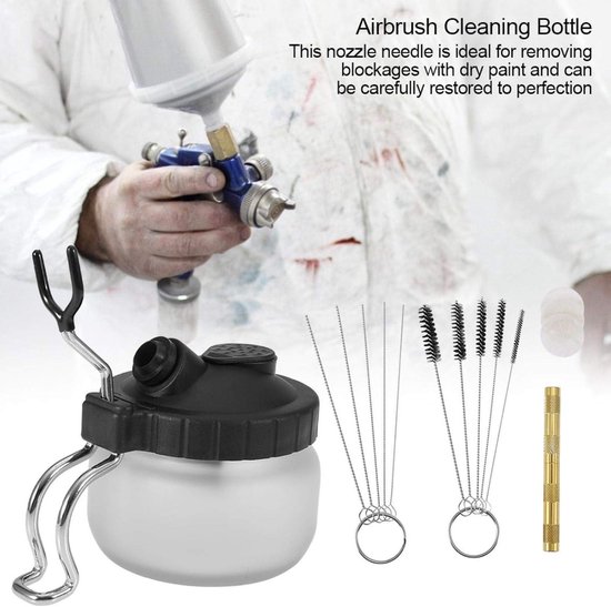 Airbrush Naald Set met Klasse Pot Wassen - Schoonmaken Tool voor Airbrush Spuitpistool... | bol