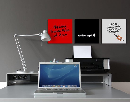 Glazen Memo Tegelplaat 48 x 48 cm - Zwart - Notitiebord | bol