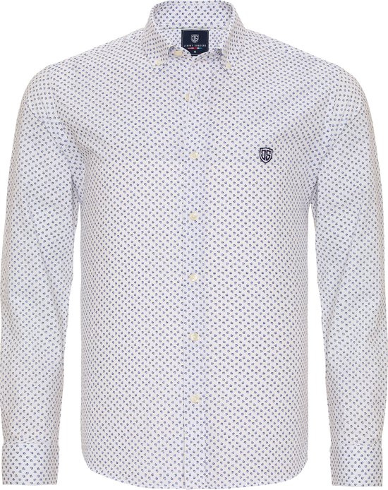 Jimmy Sanders Overhemd - Overhemden - 100% Katoen Heren Wit / Navy ...