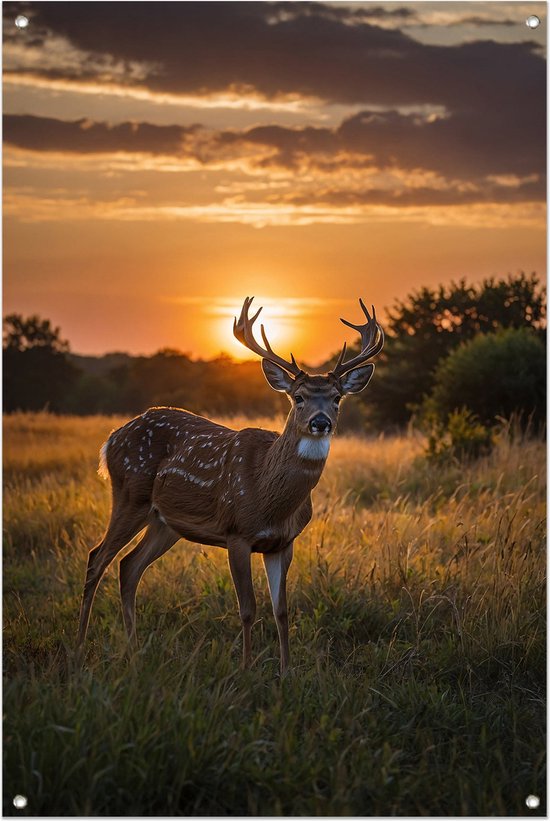Hert posters - Dier posters - Tuinposters Zonsondergang - Buiten poster ...