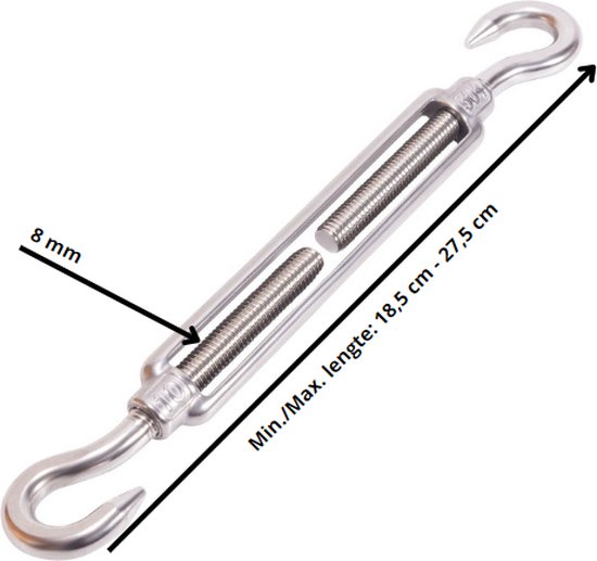 Wovar Spanschroef Haak|Haak M8 x 125 mm RVS | Per Stuk | bol