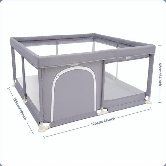 Kinder Omheining - Grijs - Baby veiligheid - 125 x 62 cm - Speelbox ...