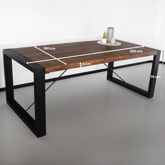 Eettafel rechthoekig mangohout Jonas 200cm duurzaam mango tafel ...
