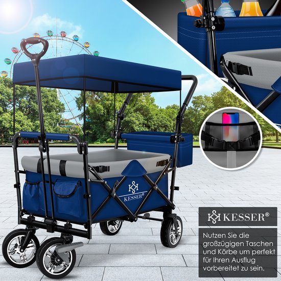 KESSER® Bolderkar opvouwbaar Bolderwagen GT9000 met dak Strandkar | incl. 2x 3-punts... | bol