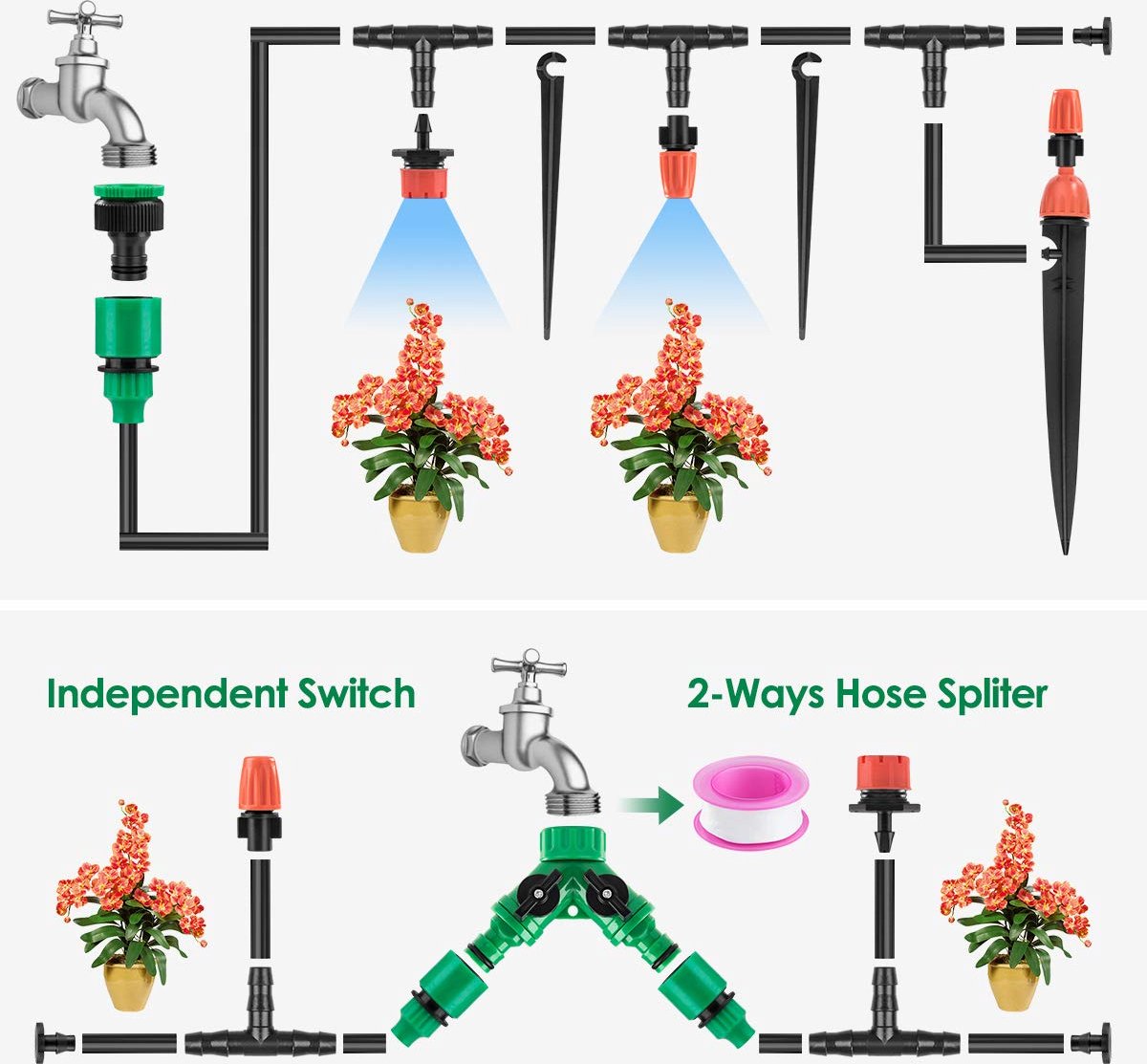 irrigatiesysteem voor tuin, 40 m, irrigatieset ...
