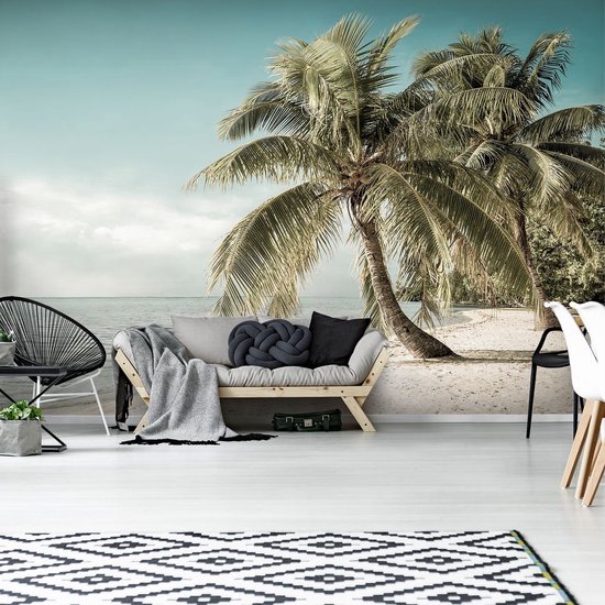 Fotobehang - Vlies Behang - Palmbomen aan Zee - Tropisch - Strand - 312 ...