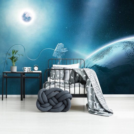 Fotobehang - Vlies Behang - Astronaut in de Ruimte bij de Maan - Galaxy ...