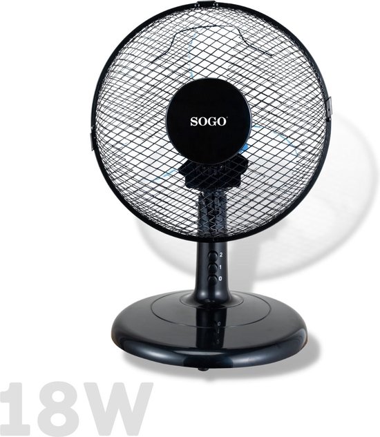Ventilator - Zwart - Tafelventilator - Tafelventilator zwart - 18W | bol