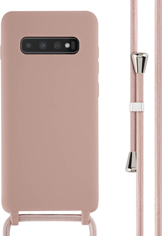 Samsung Galaxy S10 Plus Hoesje - iMoshion Siliconen hoesje met koord - roze | bol.com