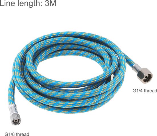 Luchtslang voor Airbrush 3m - Gevlochten Slang met 1/8 inch naar 1/4 ...