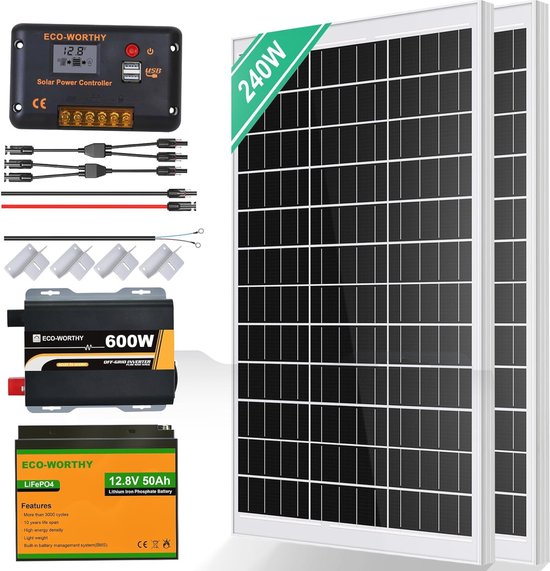 Complete Off-Grid Zonne-installatie Kit: 240 W Systeem voor Camper en ...