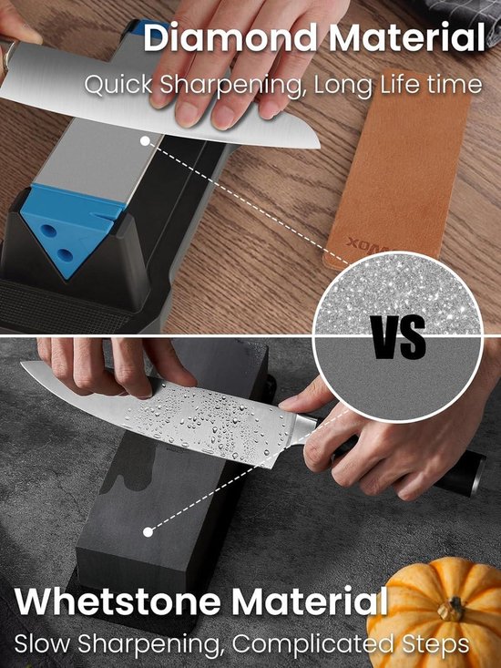 Kit de pierre à aiguiser les couteaux Diamond à 3 côtés, grain 400/1000/8000, pierre à... | bol