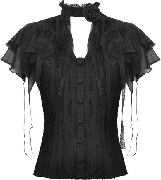 Dark in Love - Gothic tattered cape mock two-piece Top - M - Zwart | bol