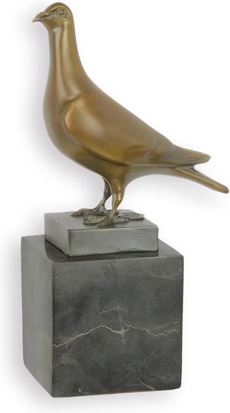 Vogel op sokkel - Bronzen beeld - Dieren - 20 cm hoog | bol