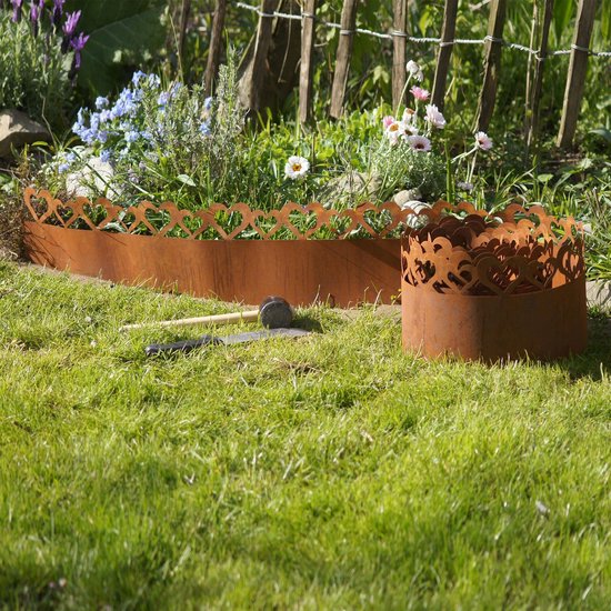 UNUS® Metalen borderrand in roestlook met diverse decoraties harten | bol