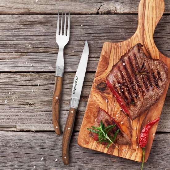 Bestekset voor Steaks en Hamburgers Edelstaal 2 delig - Steakmessen ...
