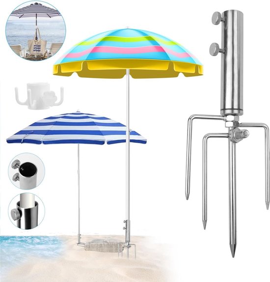 Parasolvoet Roestvrij Staal Verstelbaar Strand Parasolstandaard Vier ...