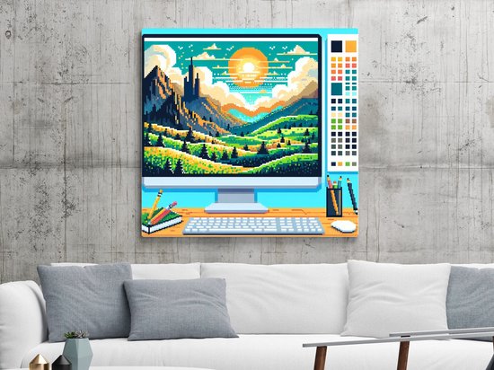 Pixel art landschap schilderij | Infinite digital canvas: a pixelated ...