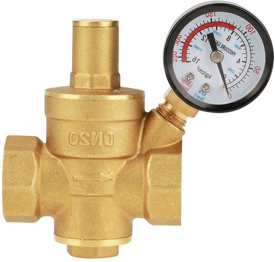 Verstelbare waterdrukregelaar DN20 3/4 inch messing - 16 MPa meter | bol