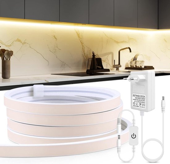 Dimbare neon ledstrip - 24 V - warmwit - 5 m - 1600 leds - 3000 K ...