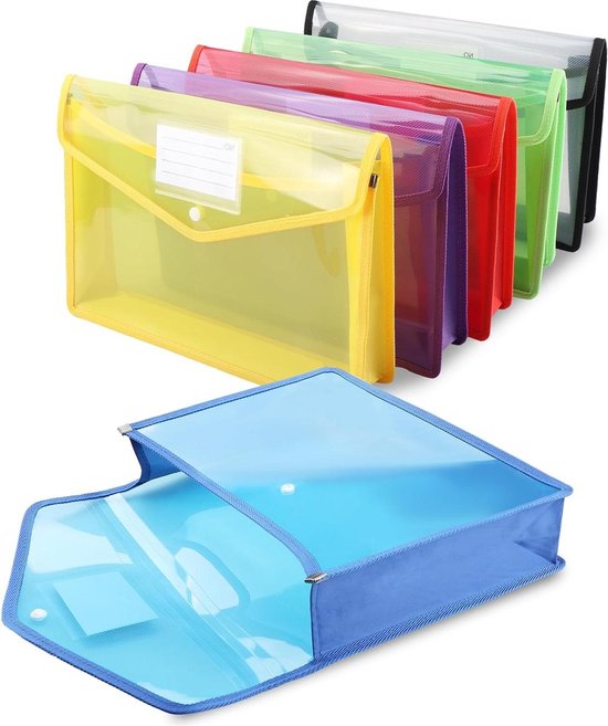Grote capaciteit documentenmap met kliksluiting - Plastic mappen A4 ...