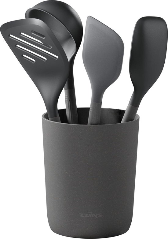 5-delige set keukengerei - duurzame tarwestro - siliconen - pollepel ...