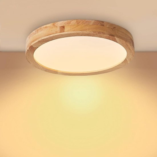 Plafondlamp HoutΦ30cm Warm Wit 20W LED Ronde Lamp... | bol