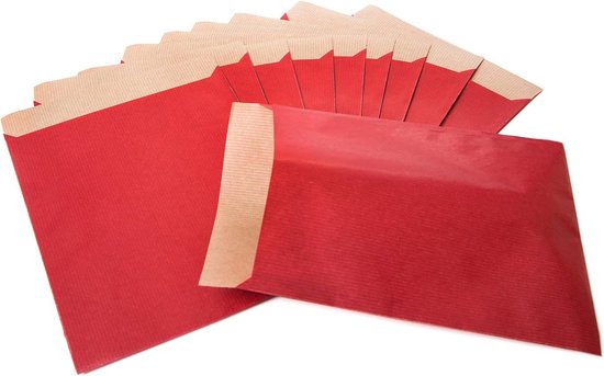 100 rode papieren zakken - plat papier - 175 x 21 + 3 cm - verpakking ...