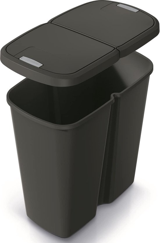Vuilnisbak met 2 vakken - 50 liter afvalscheiding - zwart vuilnisbak 60 ...