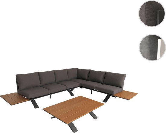 Aluminium tuinset MCW-M62, zitgroep tuin/loungeset bank, houtlook ...