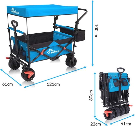 Opvouwbare Bolderkar met Dak - Offroad Transportkar voor Tuin en ...