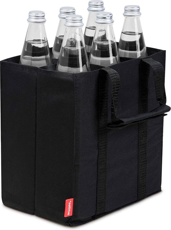 6-delige flessenzak voor 6 flessen - flessendrager in zwart - 25 cm x ...