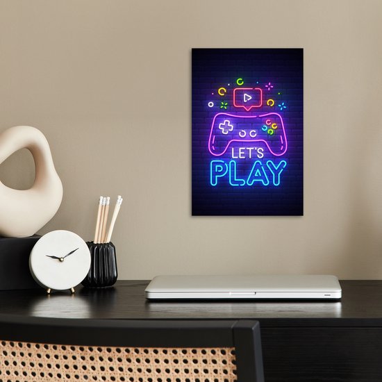 Game Poster - Gaming - Neon - Let's Play - Controller - Quotes - 20x30 ...