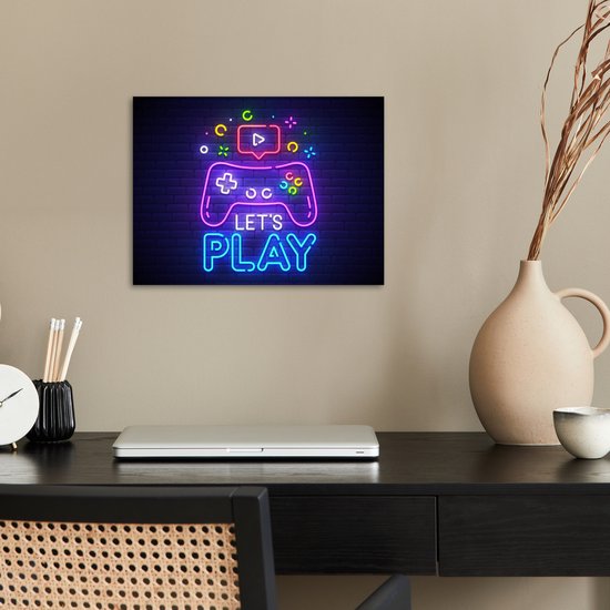 Game Poster - Gaming - Neon - Let's Play - Controller - Quotes - 40x30 ...