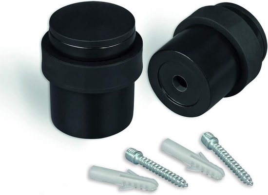 Deurstopper vloer metaal – set van 2 deurstoppers zwart – schroefbare ...