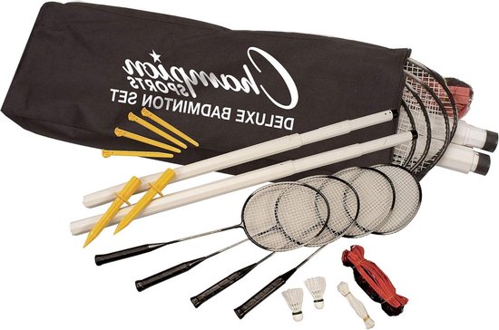 Badminton set - Deluxe outdoor gras- en partyspeelset - 4 bats 2 ...