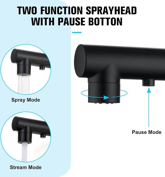 Uittrekbare Douche Mengkraan voor Keuken-Badkamer met 3 Functies 360° Draaibare Mat... | bol