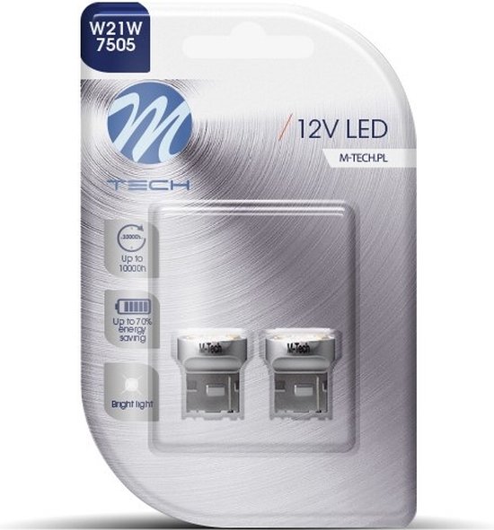T20 W21W set | autoverlichting LED 2 stuks | 9-SMD daglichtwit | 12V DC ...