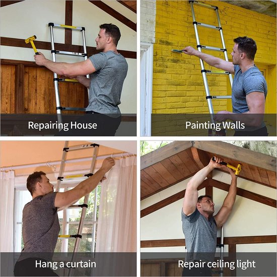 Telescopische ladder - licht aluminium - antislip voeten - draagbare ...