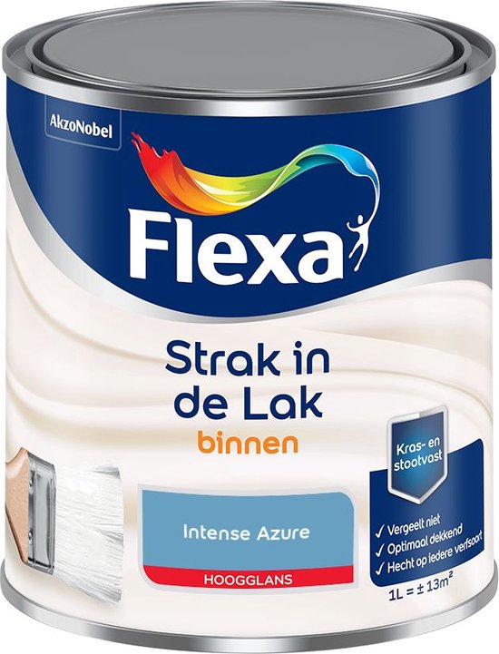 Flexa - Strak in de Lak Binnenlak Hoogglans - Intense Azure - Kleur van ...