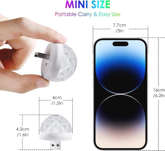 Mini Disco Ball Light - 3 Stuks RGB Muziekgestuurde Party Lichten voor ...